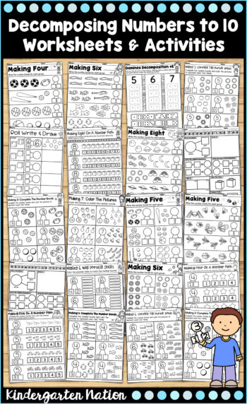 Decomposing Numbers To 10 Worksheets | Kindergarten Nation