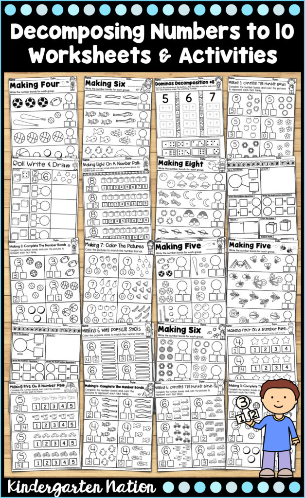 Decomposing Numbers To 10 Worksheets | Kindergarten Nation