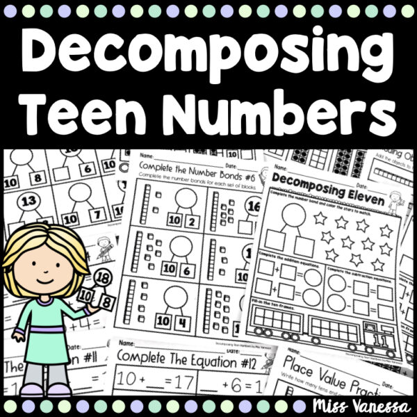 Decomposing Teen Numbers Worksheets (Instant Download – Printable PDF)