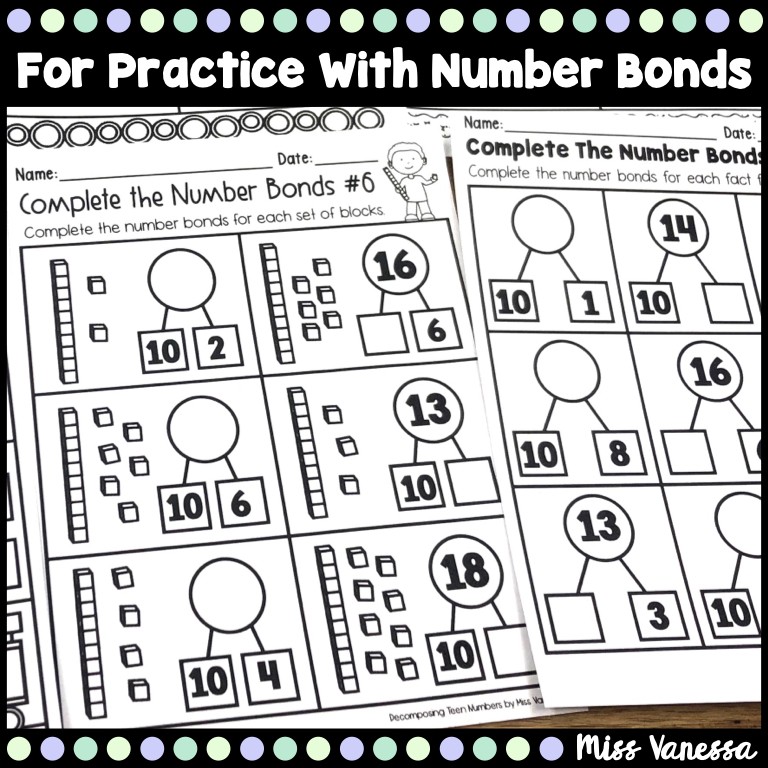 Decomposing Teen Numbers Worksheets Instant Download Printable PDF 