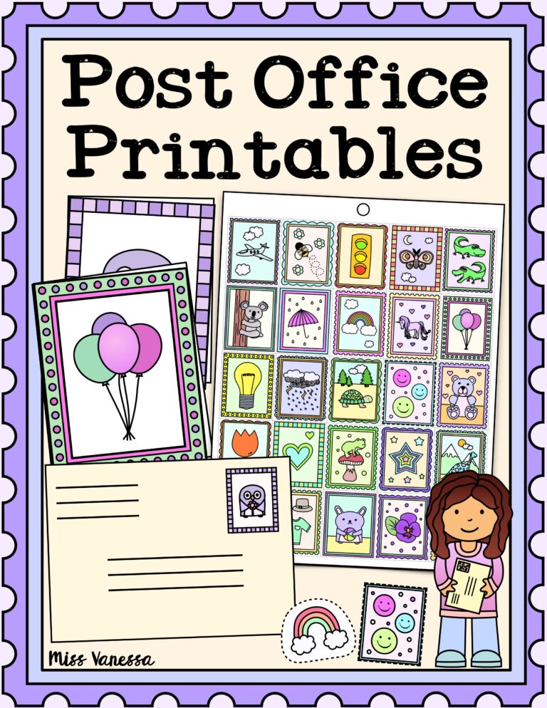 Post Office Printables With Postage Stamps Cards And Envelopes For Post ...