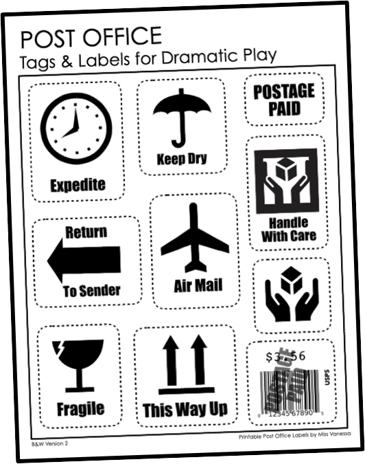 Post Office Printables With Postage Stamps Cards And Envelopes For Post ...