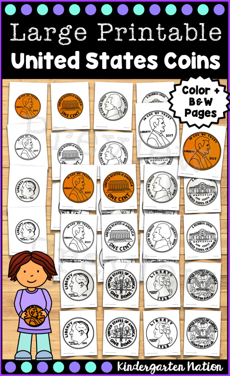 Large Printable Coins | Kindergarten Nation