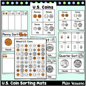 Printable US Coin Sorting Mats For Coin Identification Practice ...
