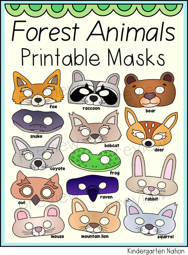 Printable Forest Animal Masks for Dramatic Play