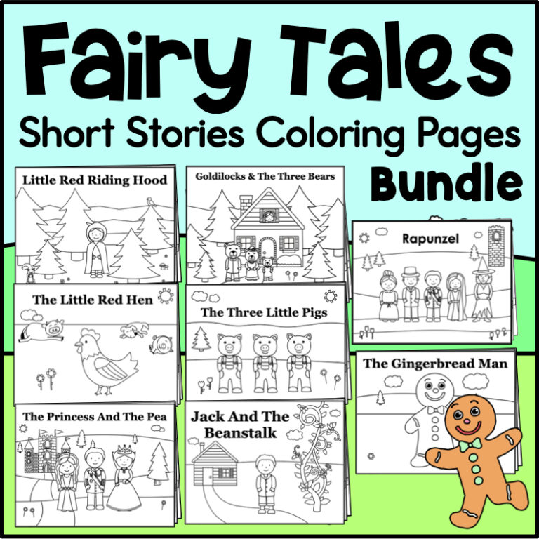 Short Stories Coloring Pages Bundle Instant Download | Kindergarten Nation